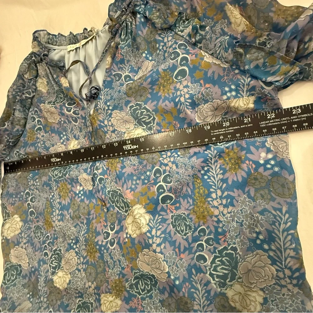 Marie Oliver | Tops | Marie Oliver Silk Blouse Metallic Floral Boho ...